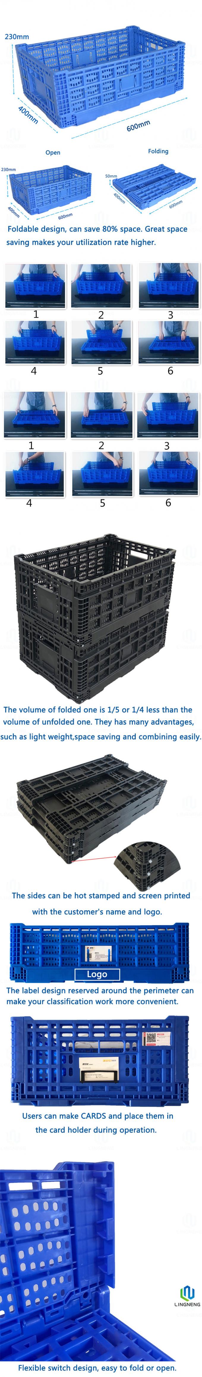 44L heavy duty stackable storage crates , Plastic Collapsible Storage ...