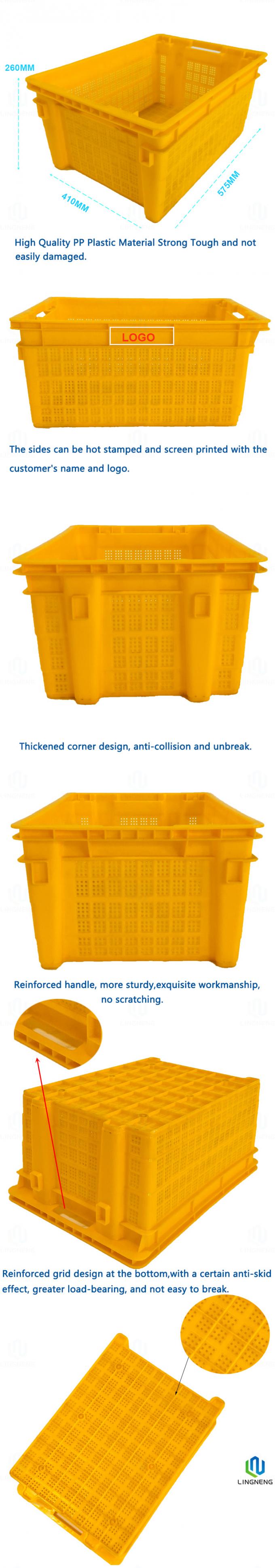25KGS Stackable Plastic Fruit And Vegetable Crates With Label Card