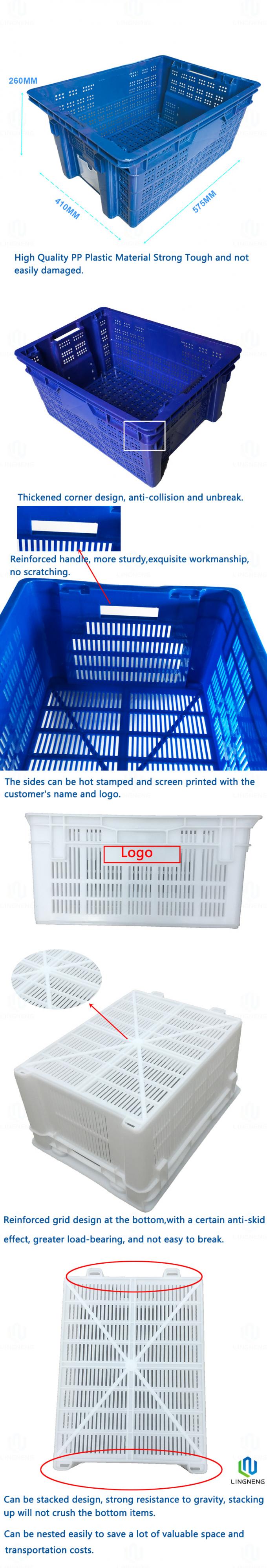 Food Grade Plastic Fruit And Vegetable Crates Stackable Nestable